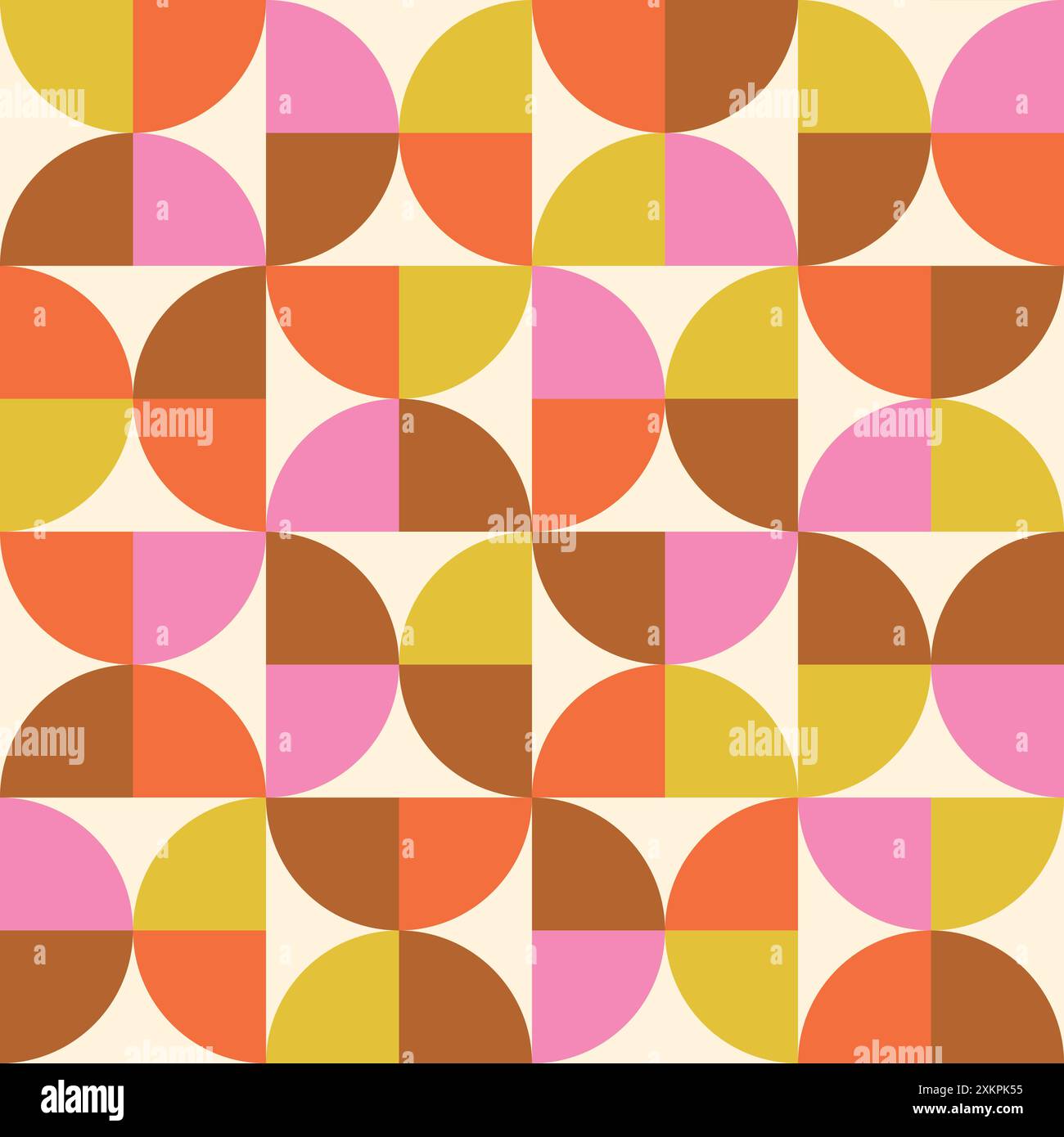 Mid Century Colorful Geometric Semi Circles seamless pattern in pink ...