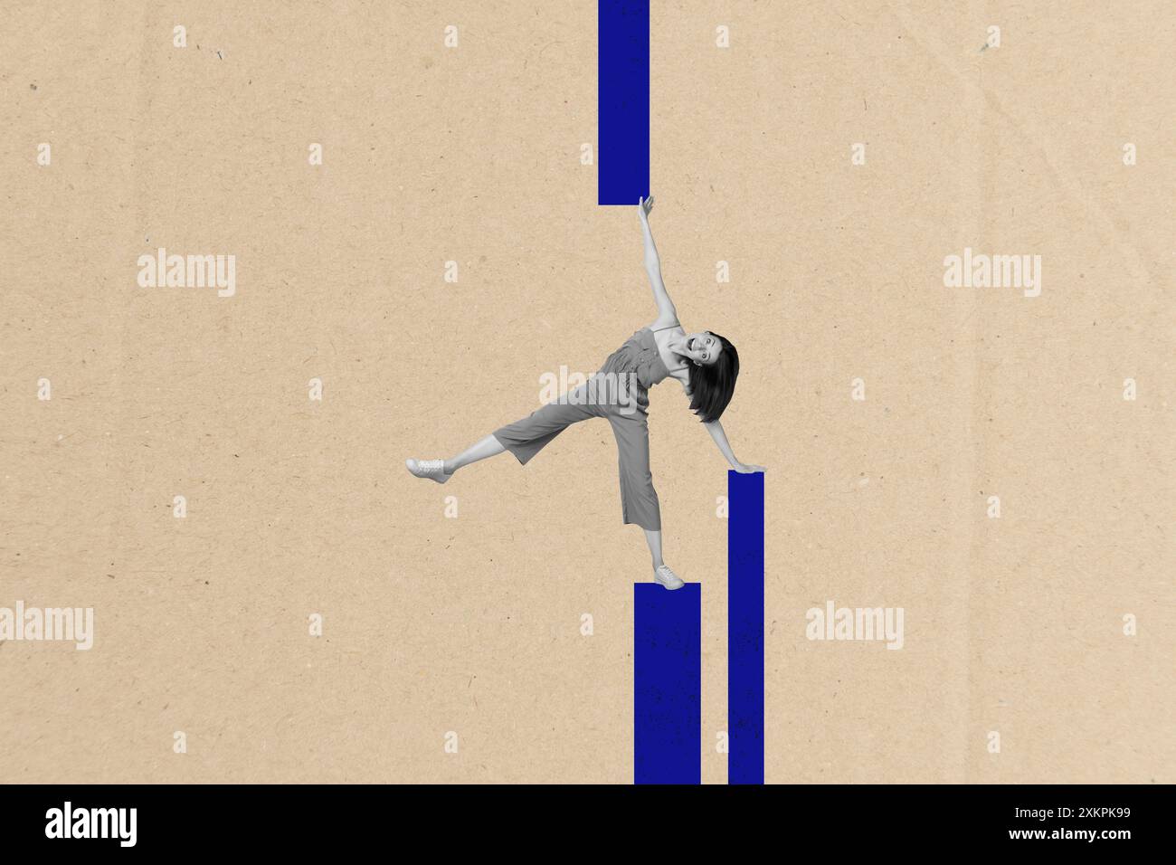 Composite photo collage of happy girl dance chart development success ...