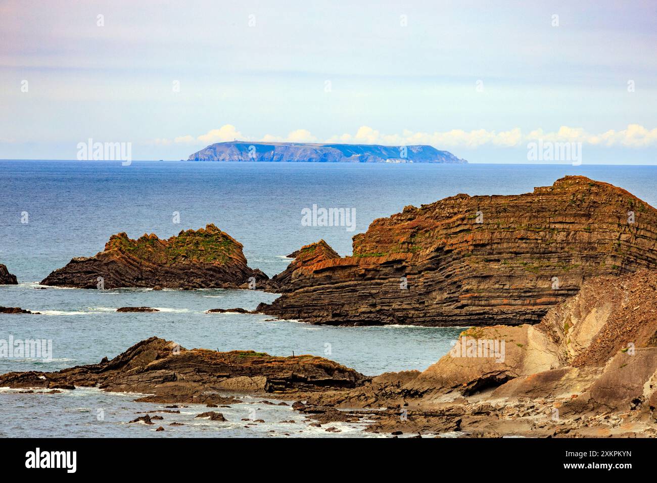 Lundy Island in the Bristol Channel viewed from 12 miles away at ...
