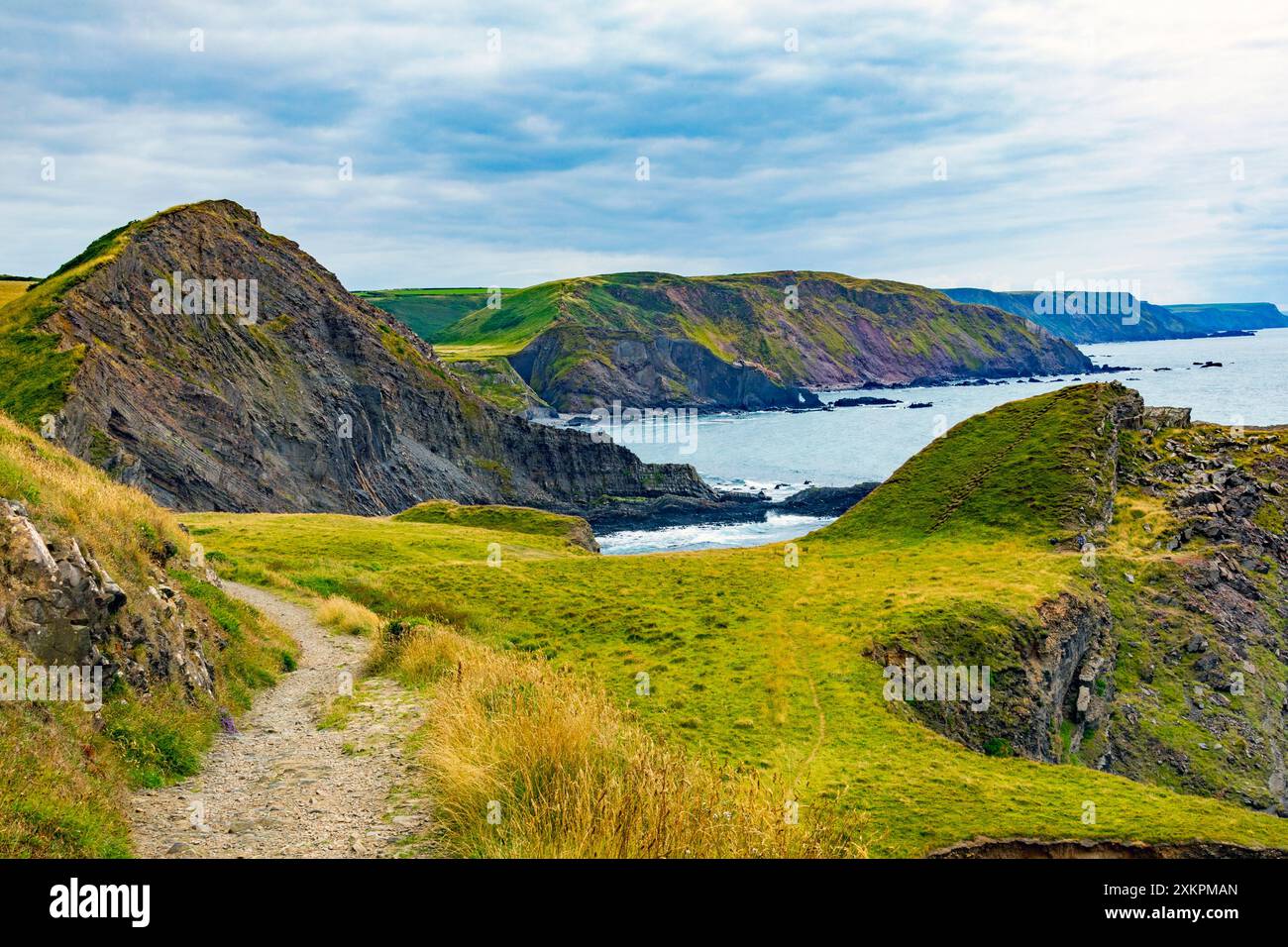 Looking south from Screda Point on the SW Coast Path at the dramatic ...