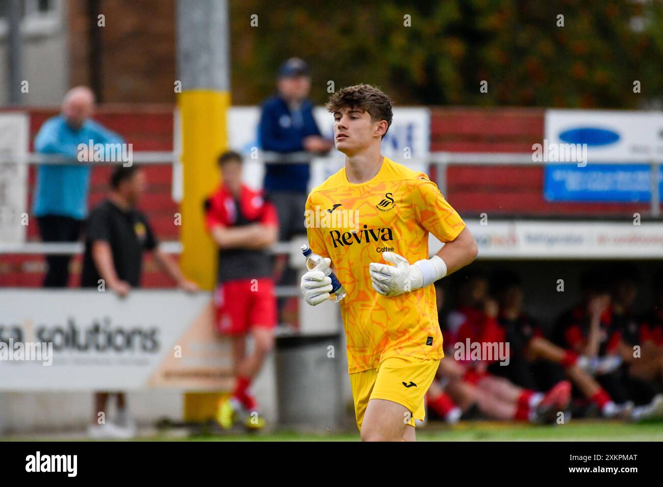 Briton Ferry, Wales. 23 July 2024. Goalkeeper Sam Seager of Swansea ...