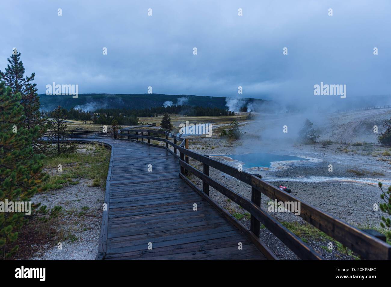 Steamy Boardwalk Pathway in Yellowstone National Park Serene boardwalk ...