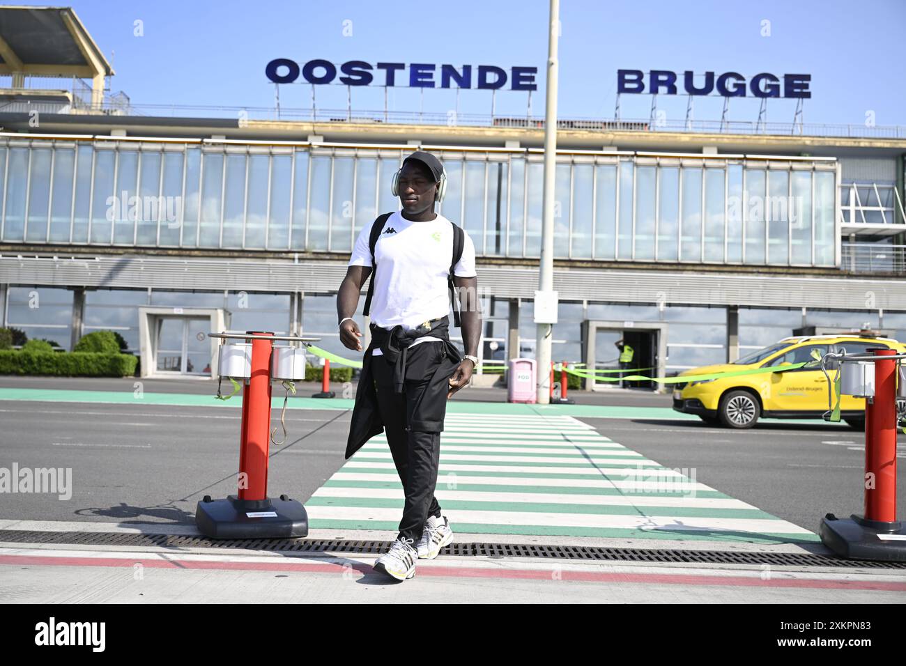 Cercle's Kevin Denkey pictured at the depart of Belgian soccer team ...