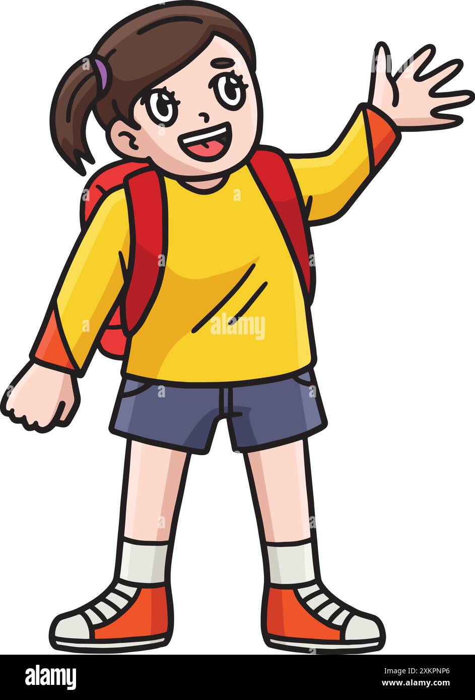 First Day of School Happy Girl Student Clipart Stock Vector Image & Art ...