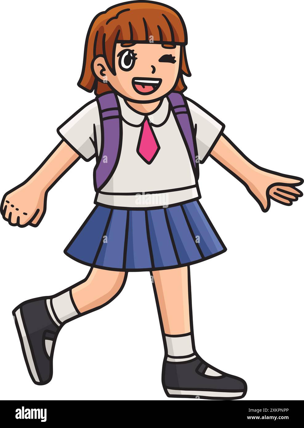 First Day of School Happy Girl Student Clipart Stock Vector Image & Art ...
