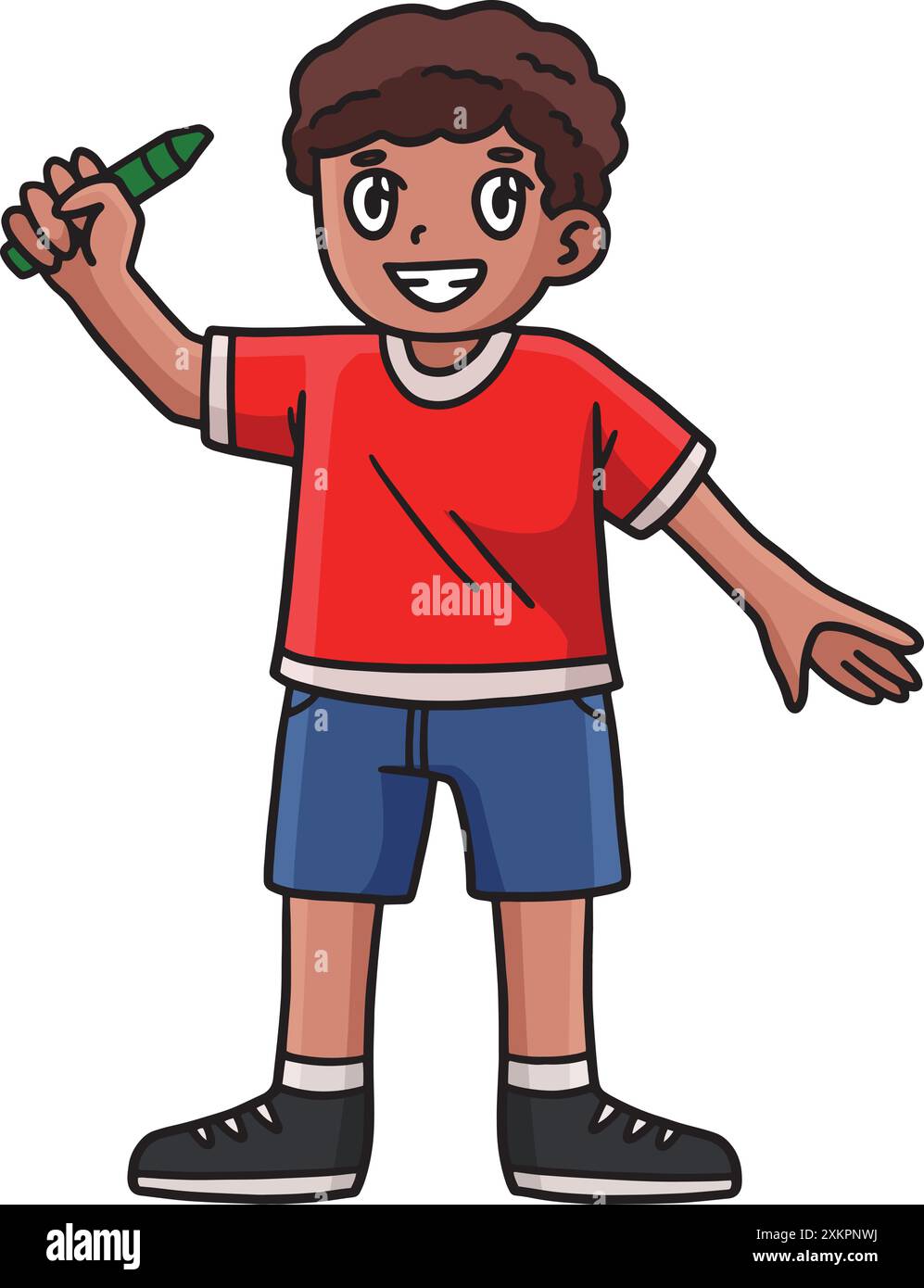 Happy, Child, Holding Crayon Cartoon Clipart Stock Vector Image & Art ...