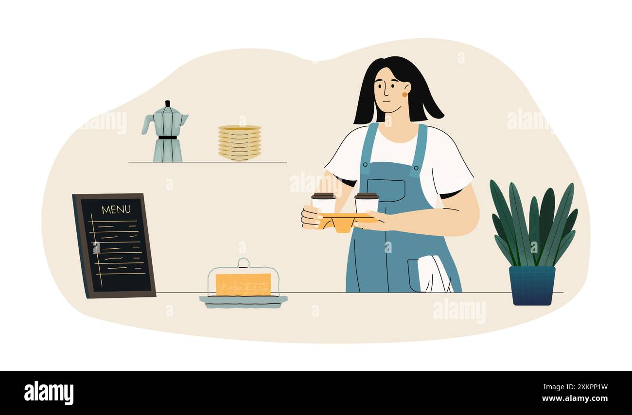 Happy shop worker woman Cut Out Stock Images & Pictures - Alamy