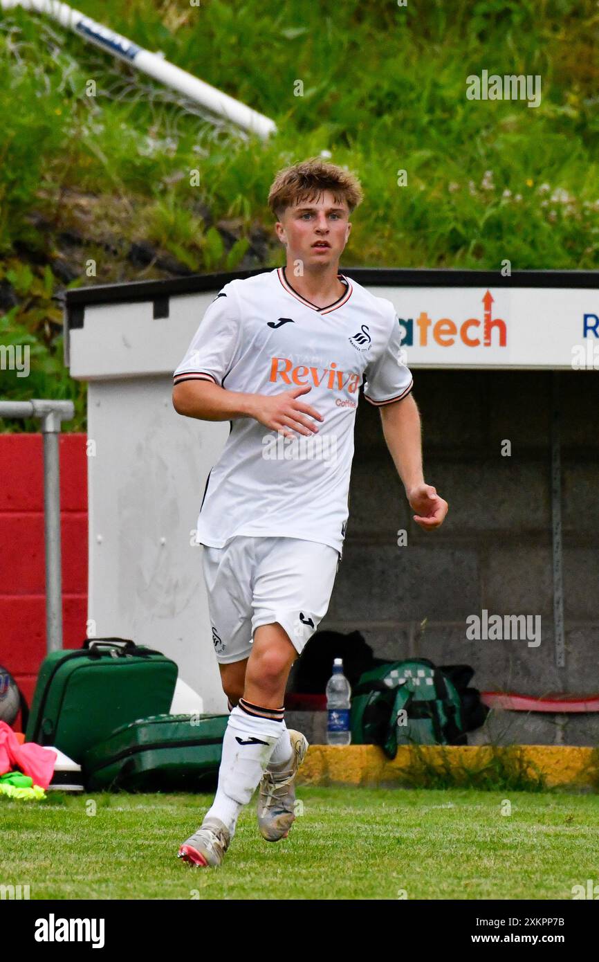 Briton Ferry, Wales. 23 July 2024. Callum Deacon of Swansea City during ...