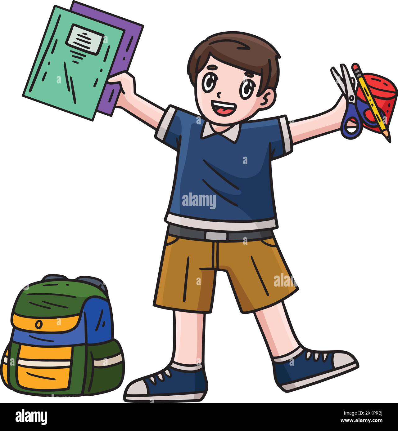 First Day of School Child School Supplies Clipart Stock Vector Image ...