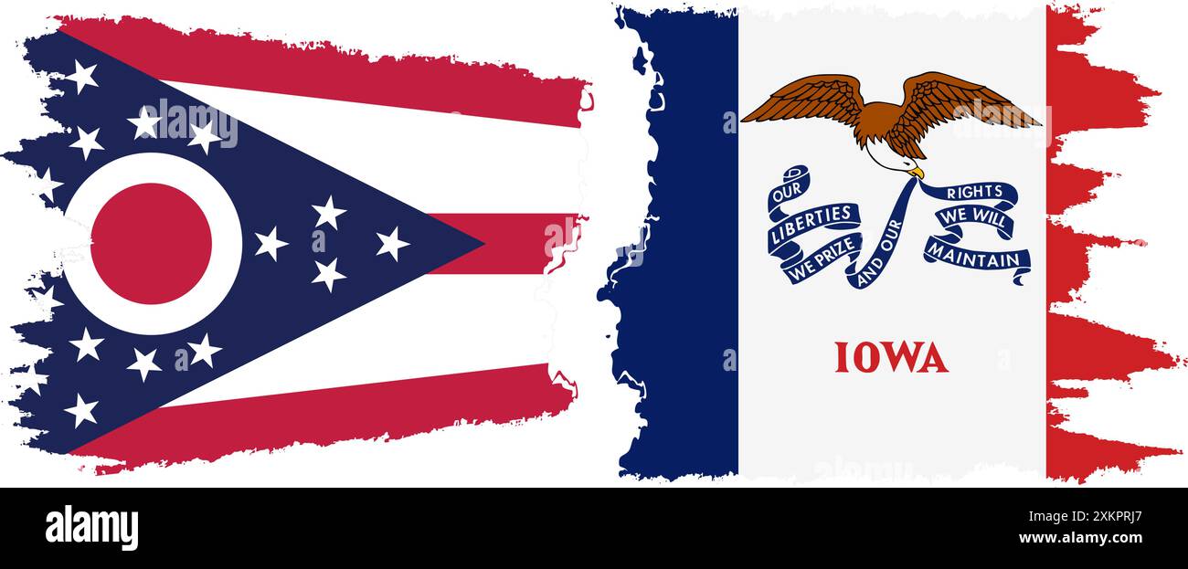 Iowa and Ohio states grunge brush flags connection, vector Stock Vector ...