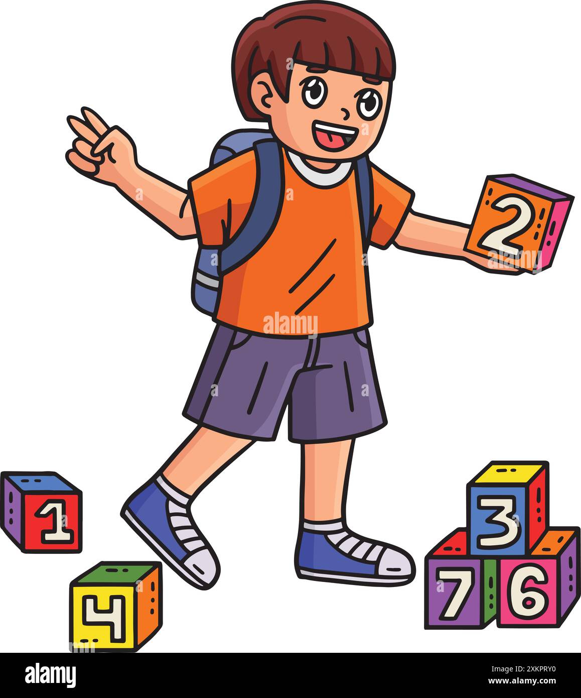 First Day of School Child Number Blocks Clipart Stock Vector Image ...