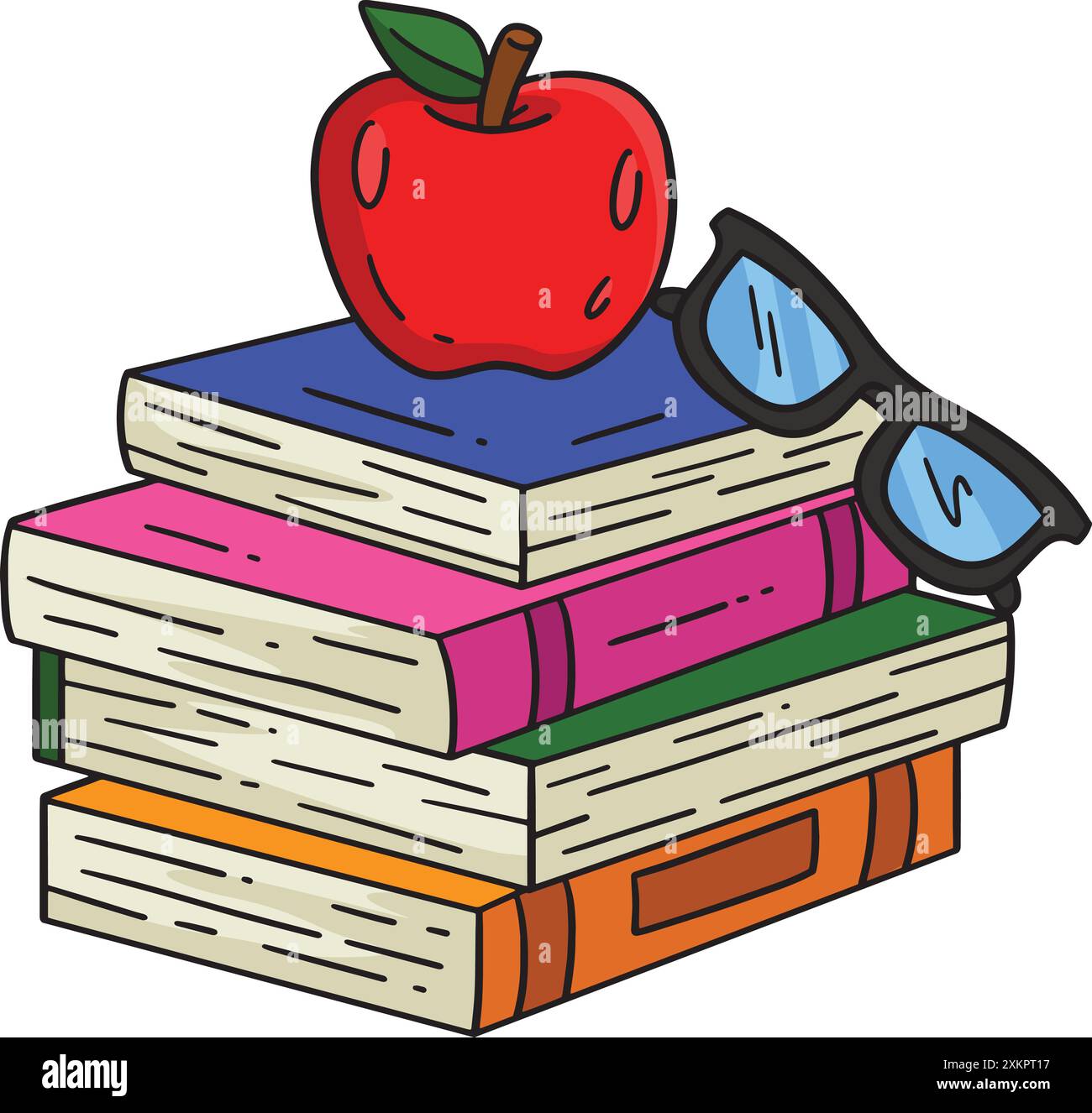 First Day of School Textbooks and Apple Clipart Stock Vector Image ...