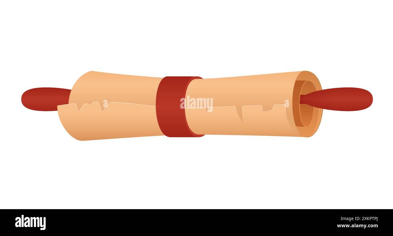 Vintage closed parchment scroll, ancient treasure map, antique message ...