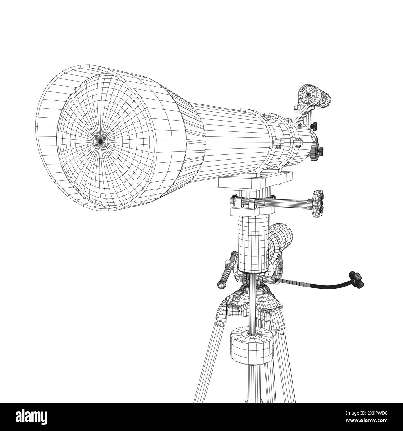 Wireframe drawing of Telescope - astronomy tool. Telescope in simple ...