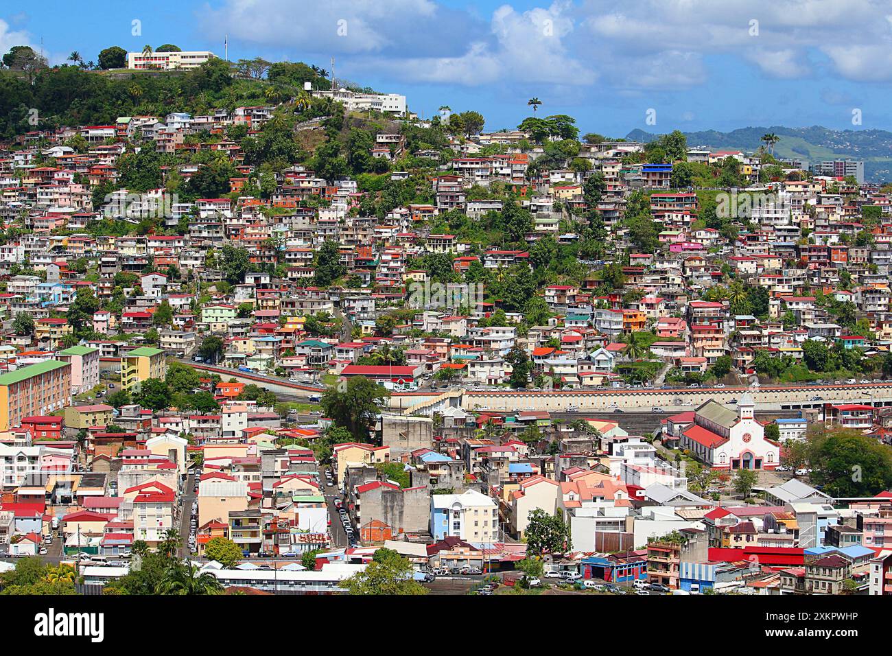 Aerial view on the colorful Caribbean city of Fort de France ...