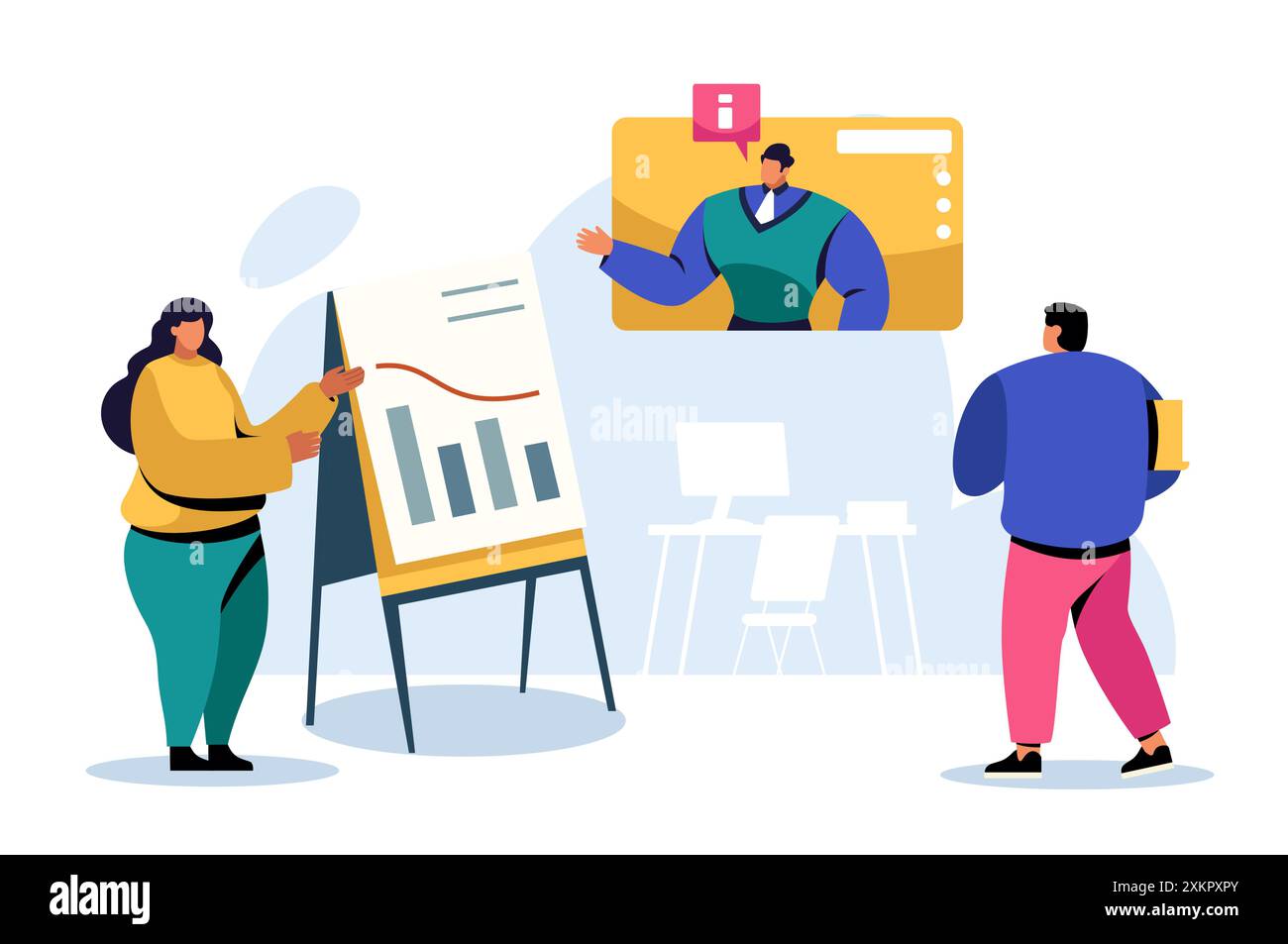 Business team working on project together, vector illustration. Set of ...