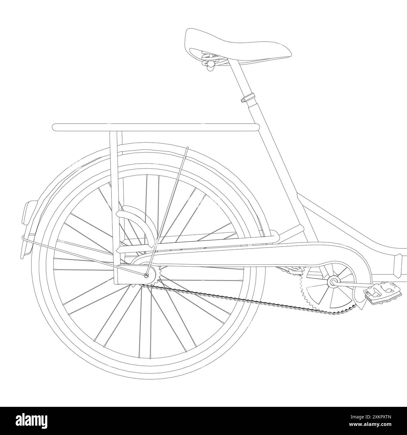 Bicycle from back illustration Cut Out Stock Images & Pictures - Alamy