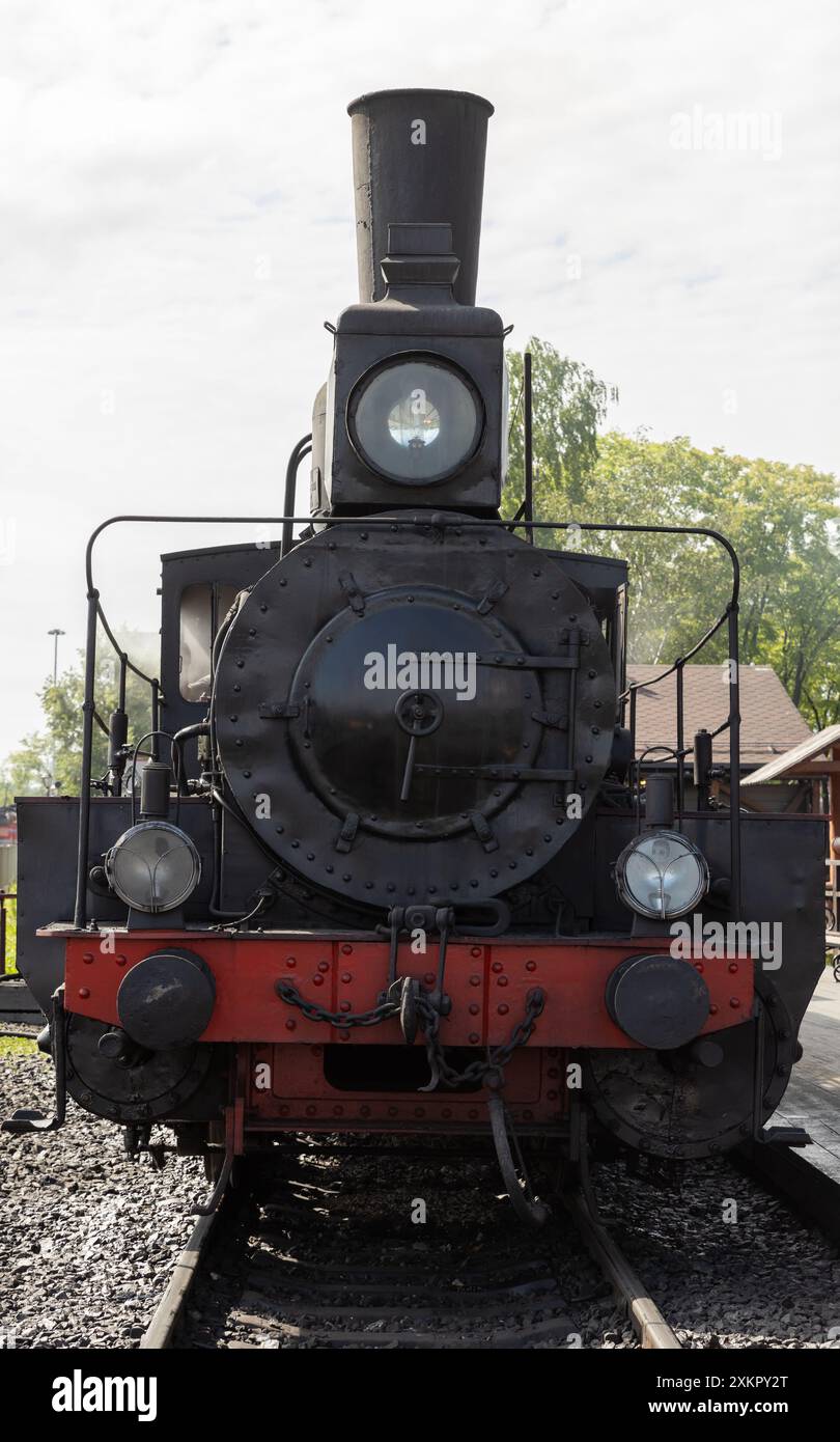 Vintage black steam locomotive is on Sortavala Central Railway Station ...