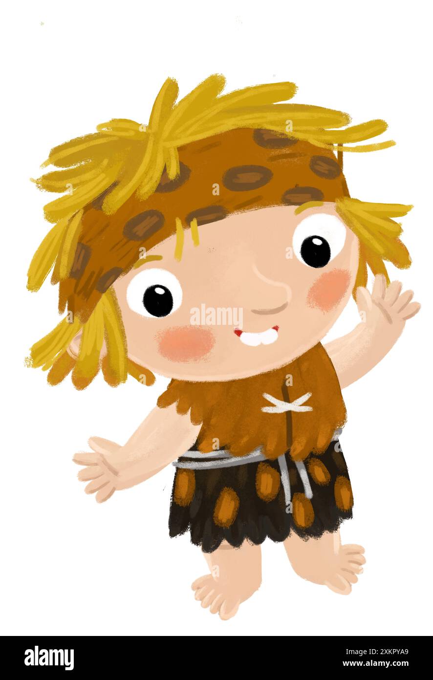 cartoon ancient prehistoric caveman cave boy character isolated ...