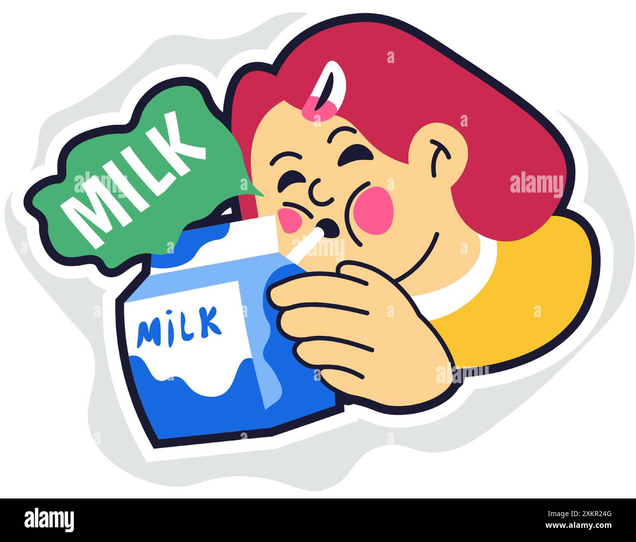 Illustration of a girl drinking milk Stock Vector Image & Art - Alamy