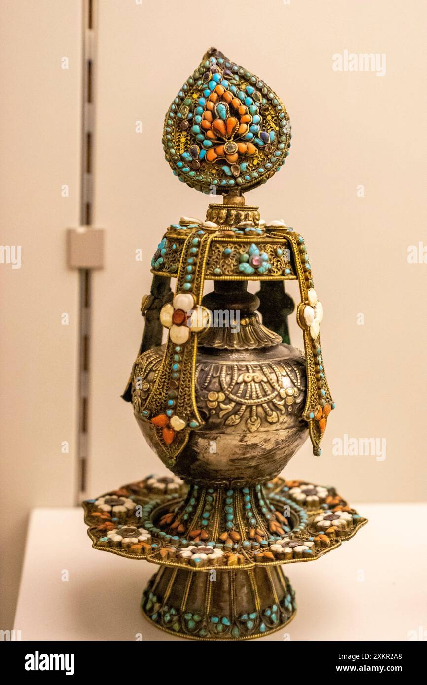 Torma, presentation vessel for offerings,, Tibet, 19th century, silver ...