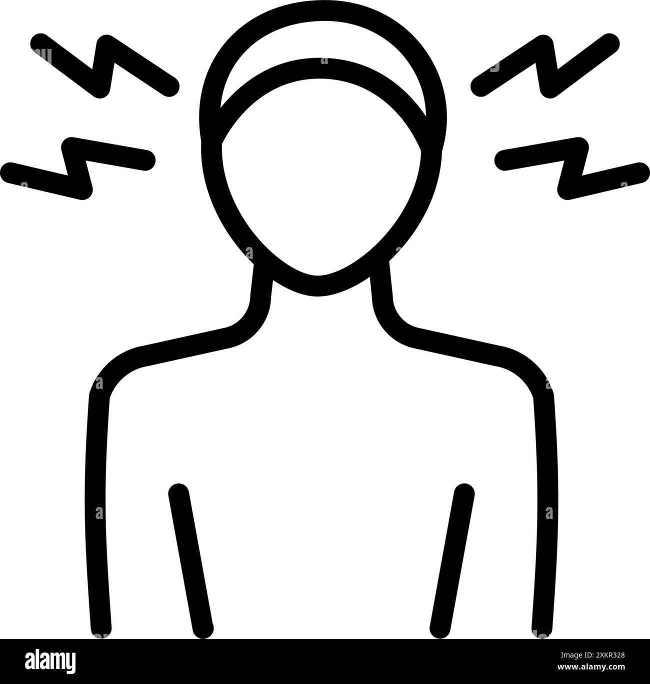 Headache line icon. Body and pain, head pain sign. Stress or anxiety ...