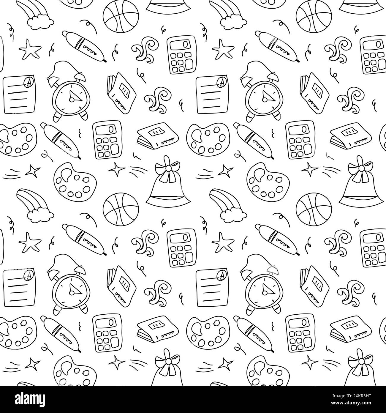 Childrens school doodle elements background. Education stationery ...