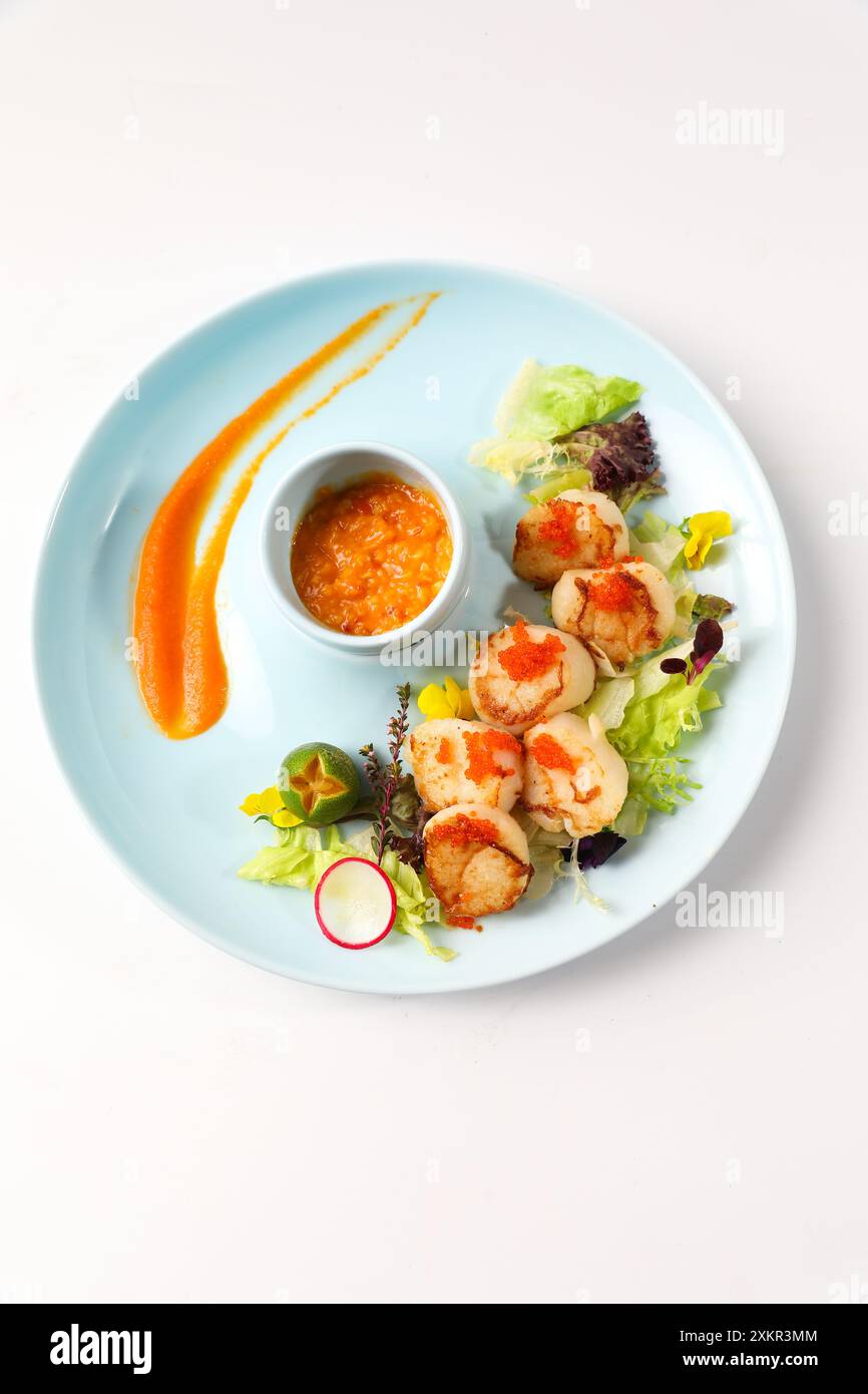 pan fried scallops Japanese food Stock Photo - Alamy
