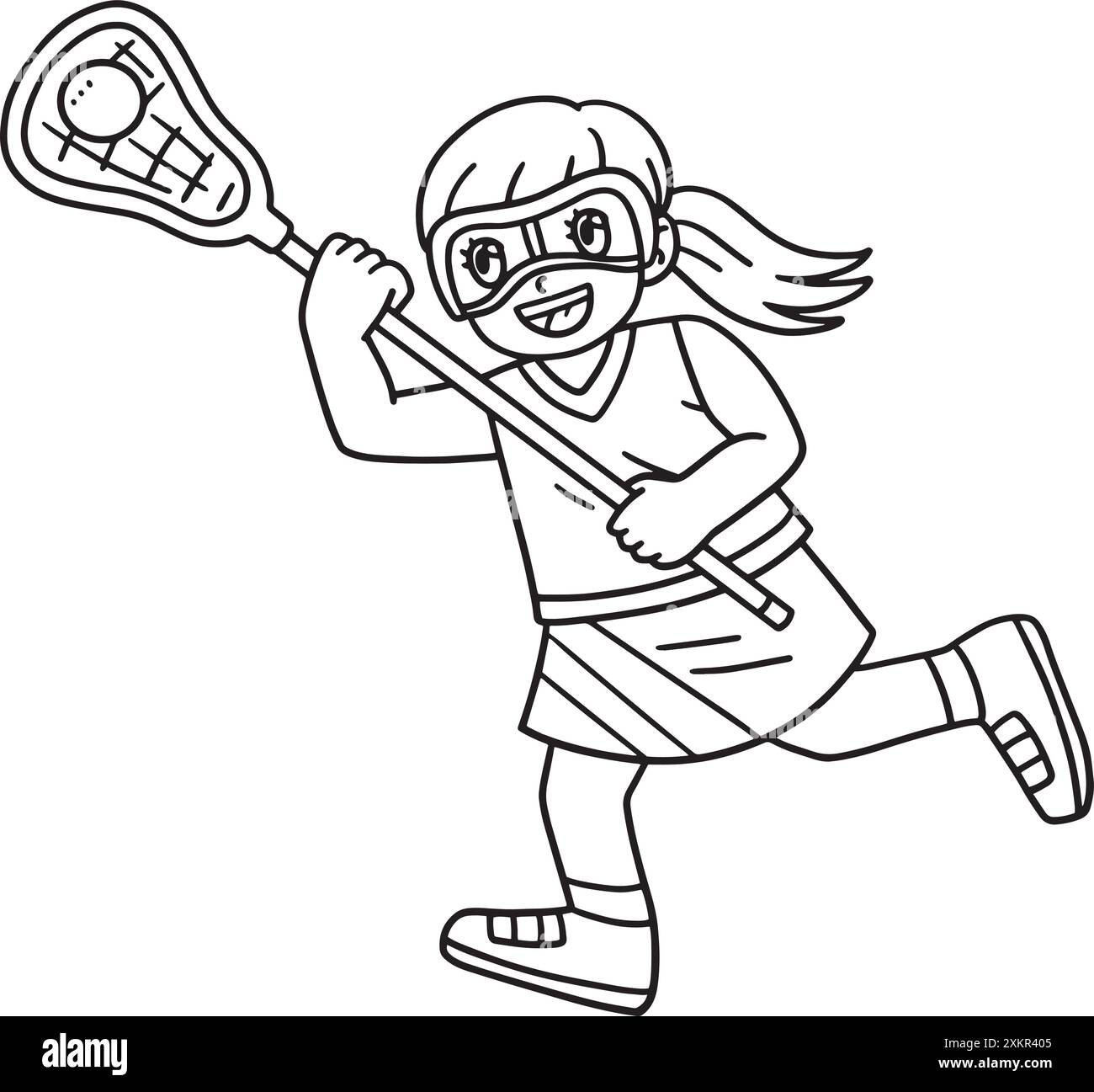 Female Player Catching a Lacrosse Ball Isolated Stock Vector Image ...