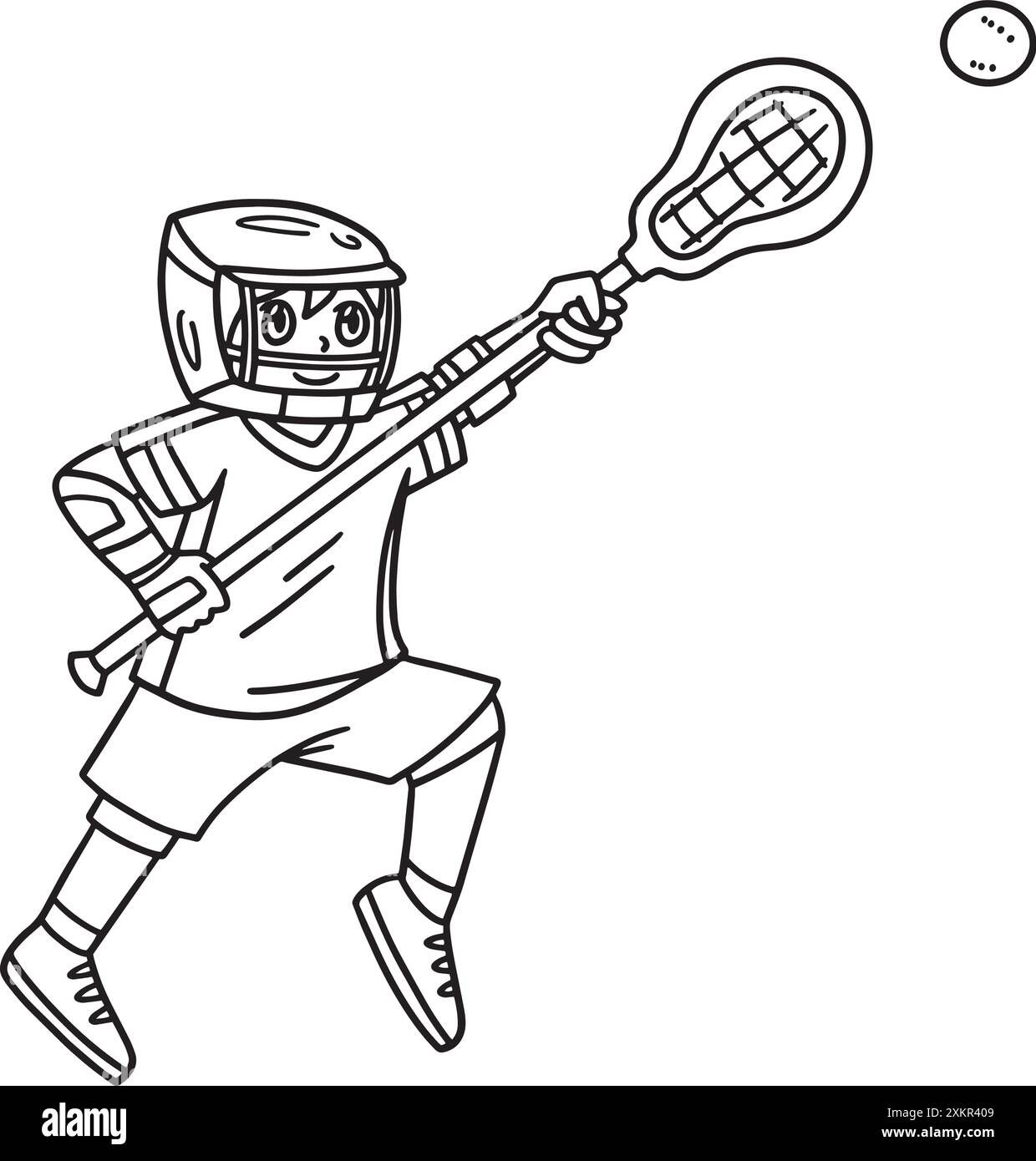Lacrosse Player Chasing Ball Isolated Coloring Stock Vector Image & Art ...