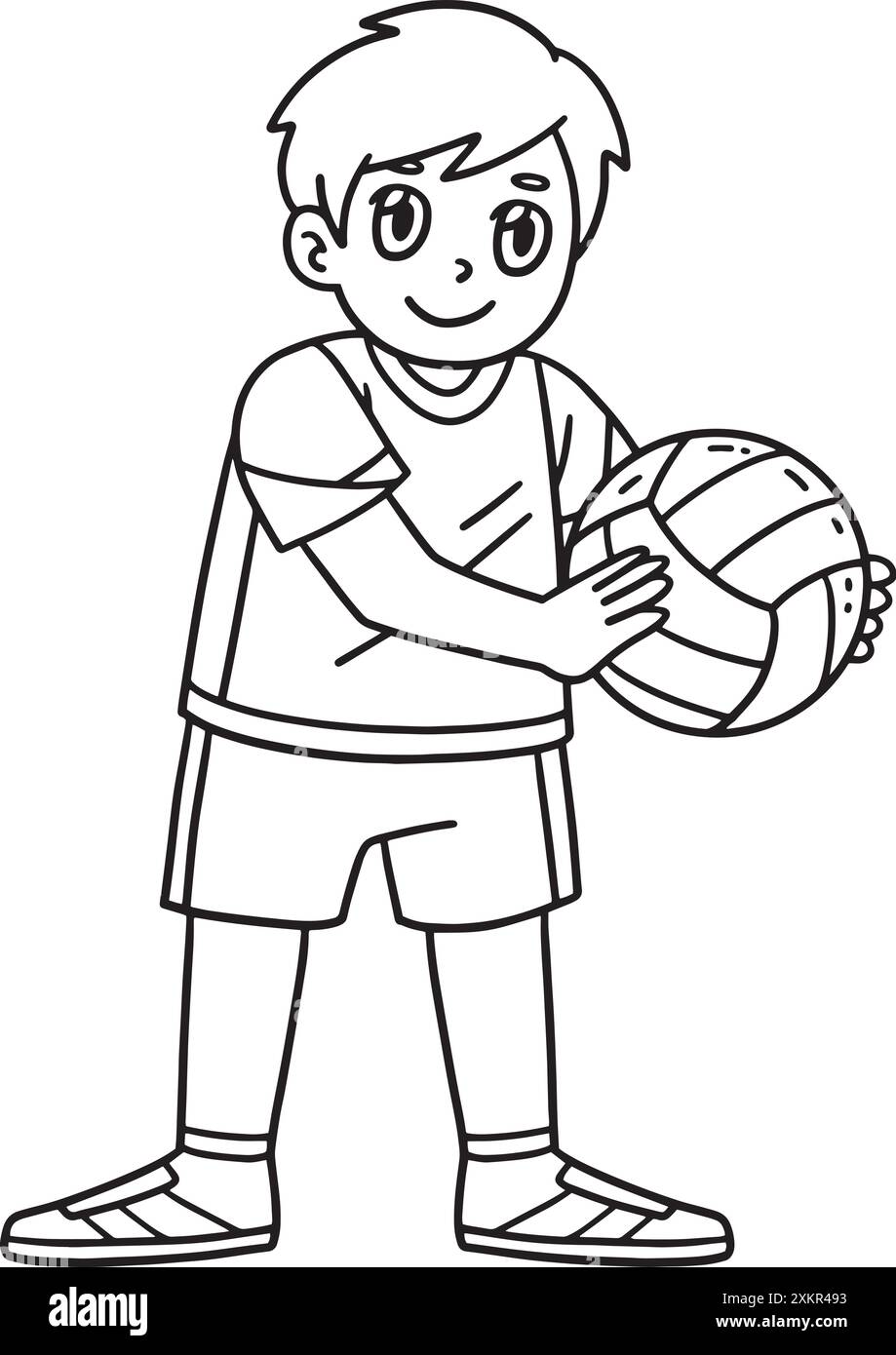 Volleyball Player with Ball Isolated Coloring Stock Vector Image & Art ...