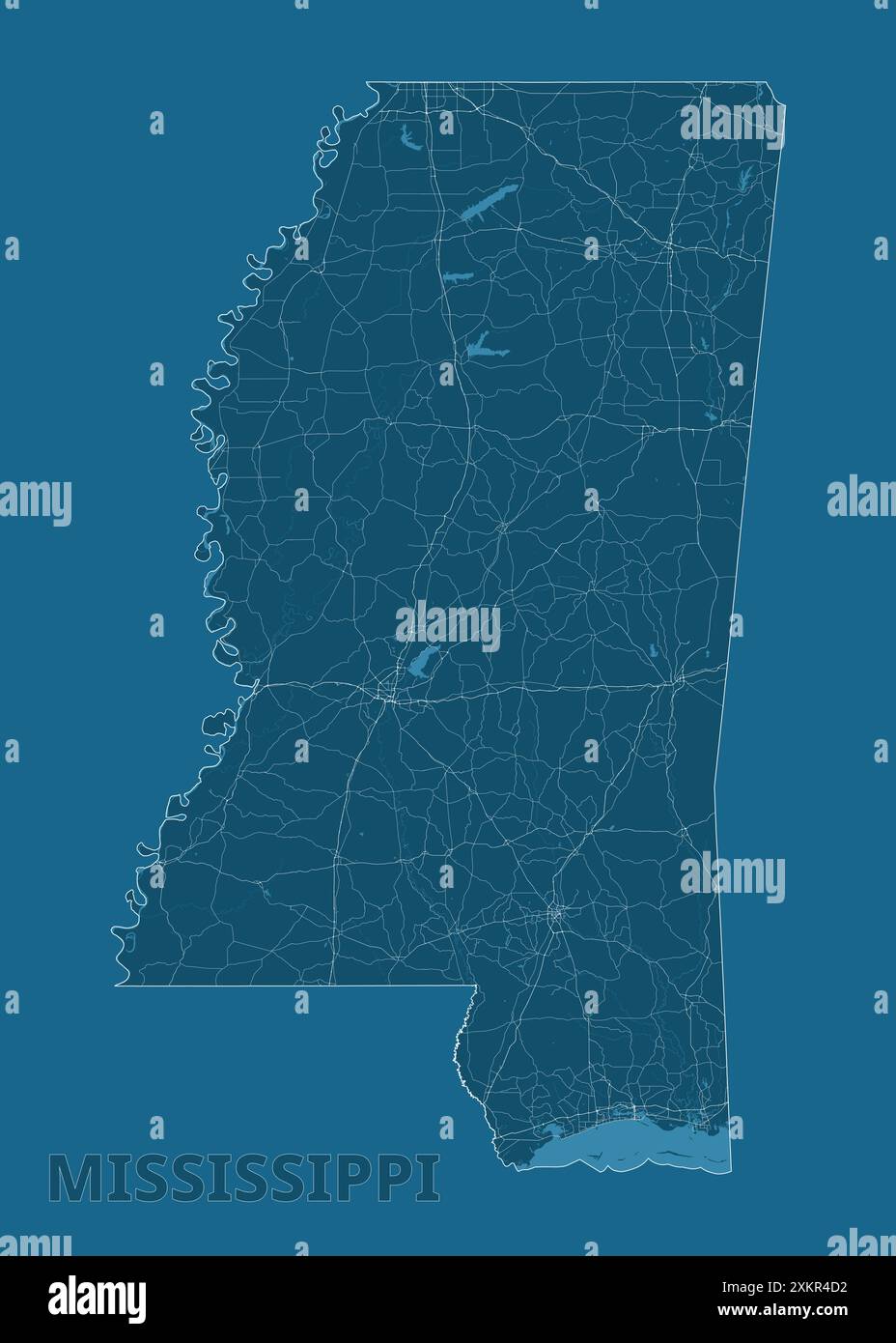 Mississippi, United States artistic blueprint map poster Stock Vector ...