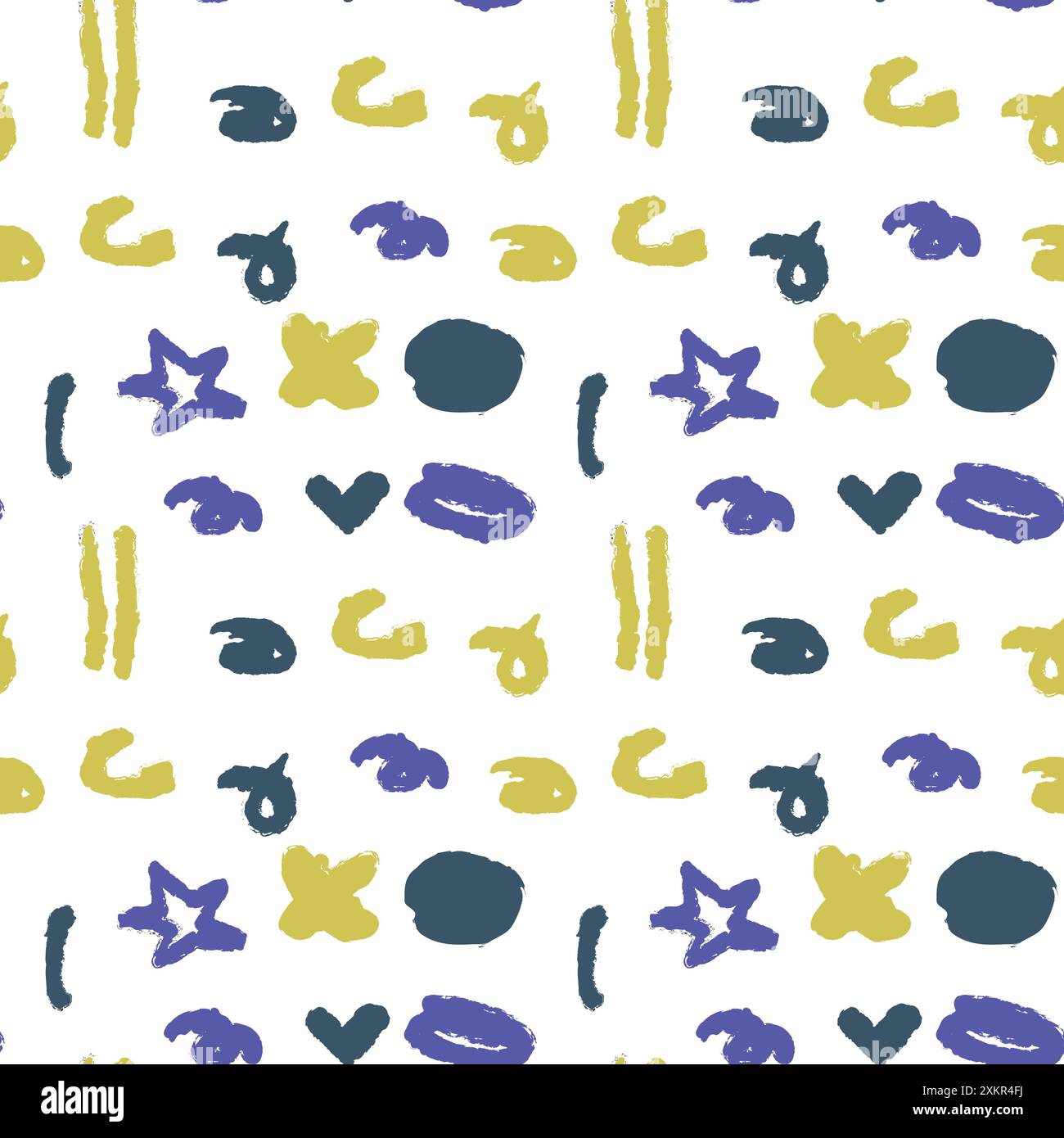 Multi colored charcoal pencil shapes and doodles seamless pattern. Hand ...