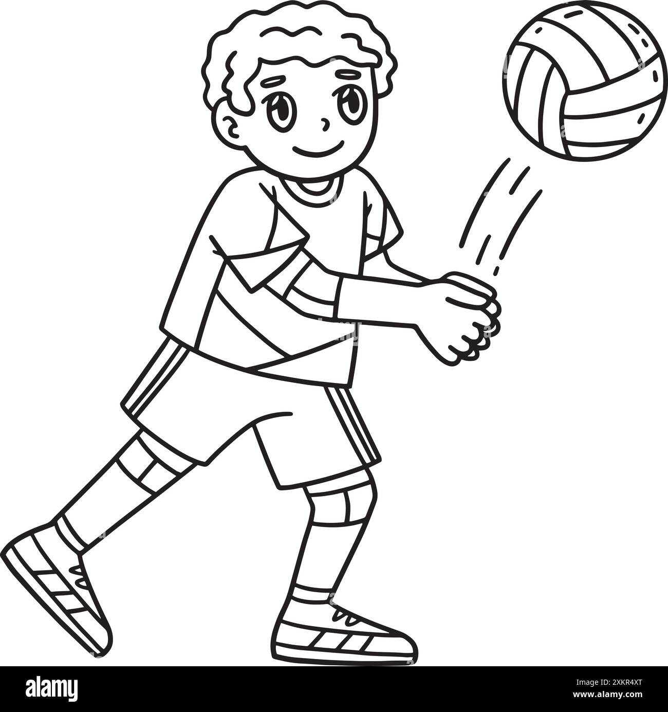Volleyball Player sending the Ball Back Isolated Stock Vector Image ...