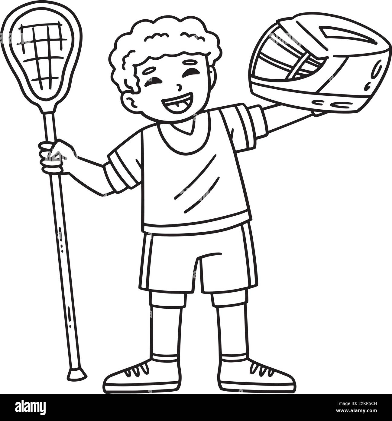 Lacrosse Player Holding Stick and Helmet Isolated Stock Vector Image ...