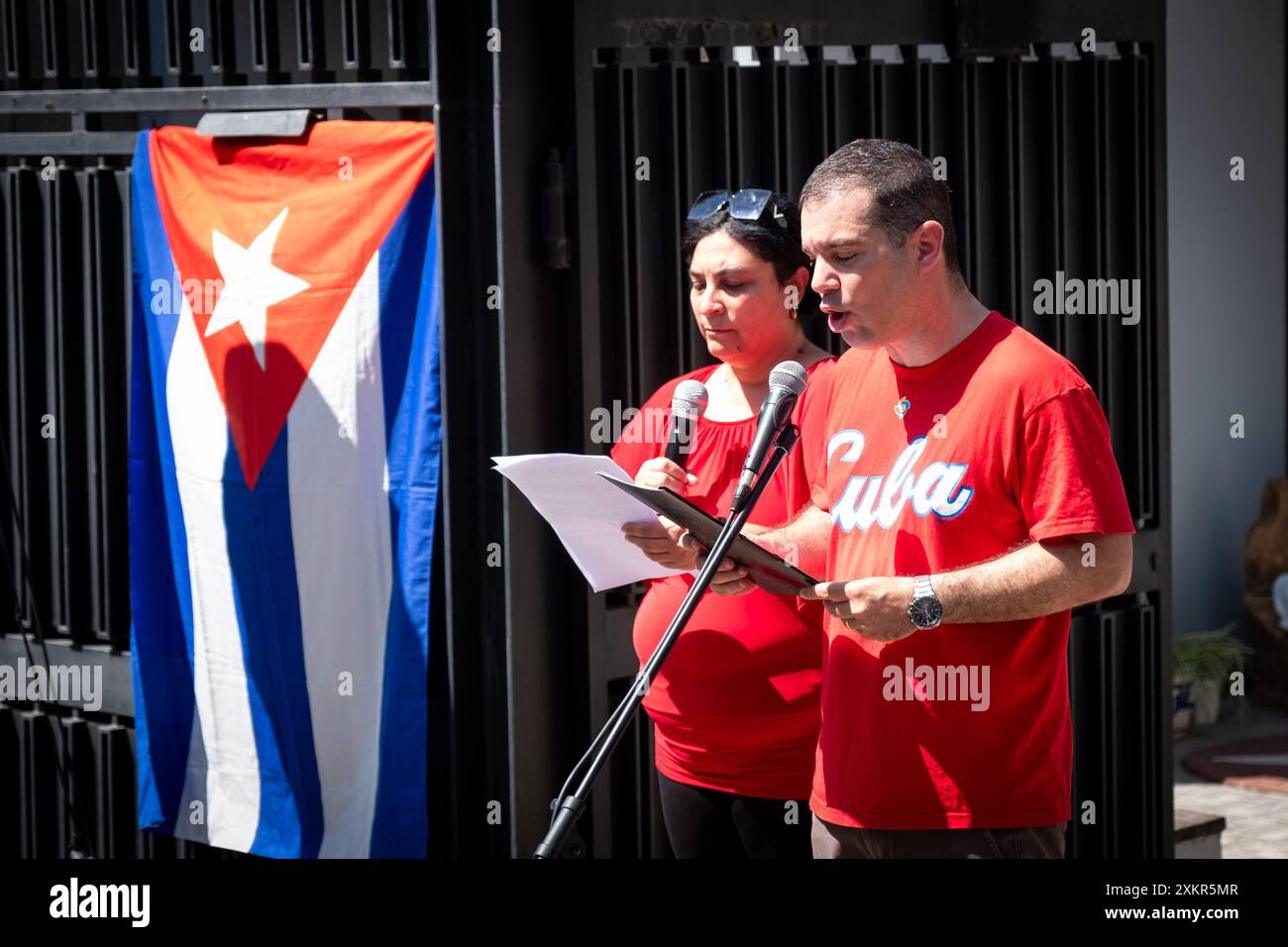 Rome, Rm, Italy. 24th July, 2024. Cuban community and supporters gather ...