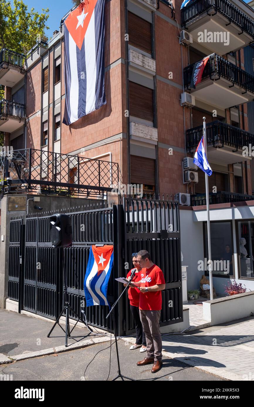 July 24, 2024, Rome, Rm, Italy: Cuban community and supporters gather ...