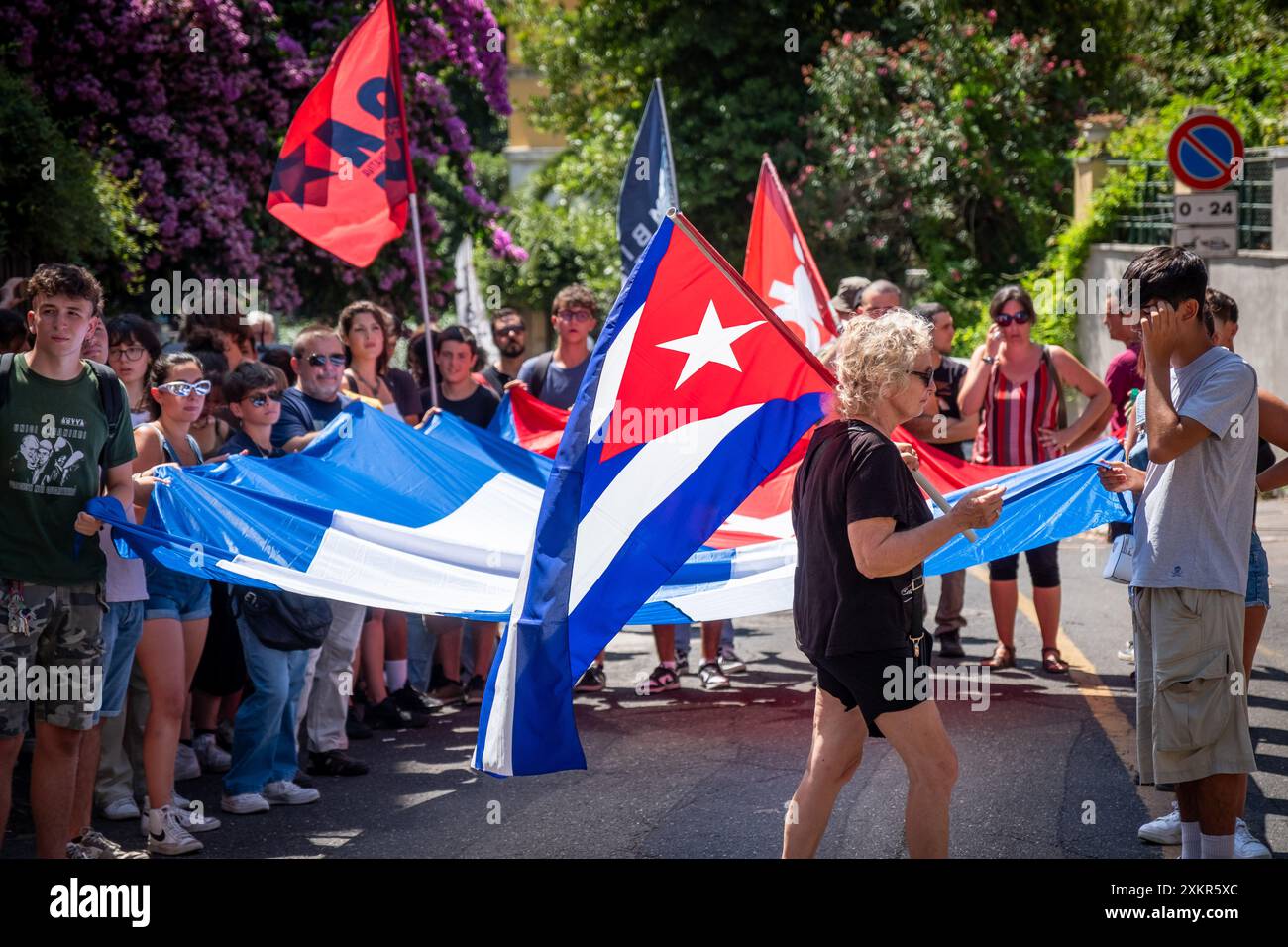 Rome, Rm, Italy. 24th July, 2024. Cuban community and supporters gather ...