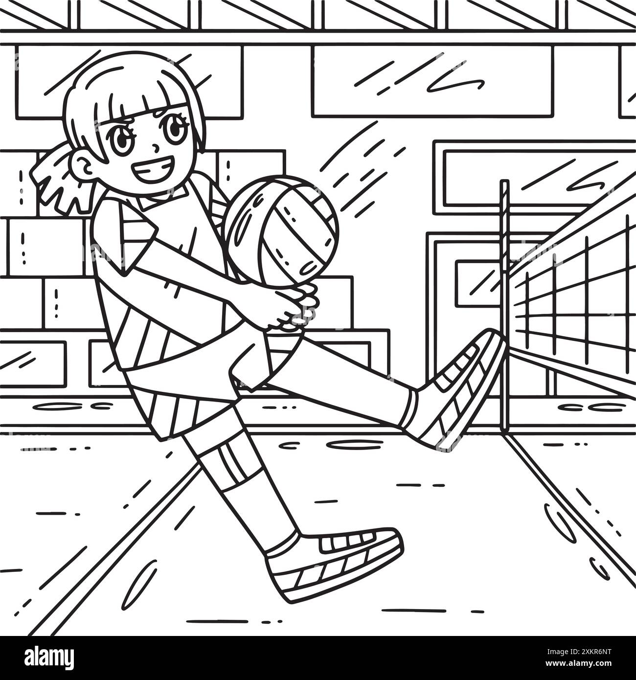 Volleyball Female Player Receiving Ball Coloring Stock Vector Image ...