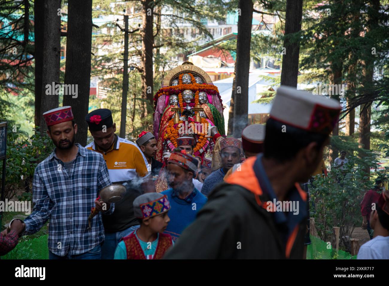 Procession of the Goddess Hadimba Devi festival at Dhungri forest ...