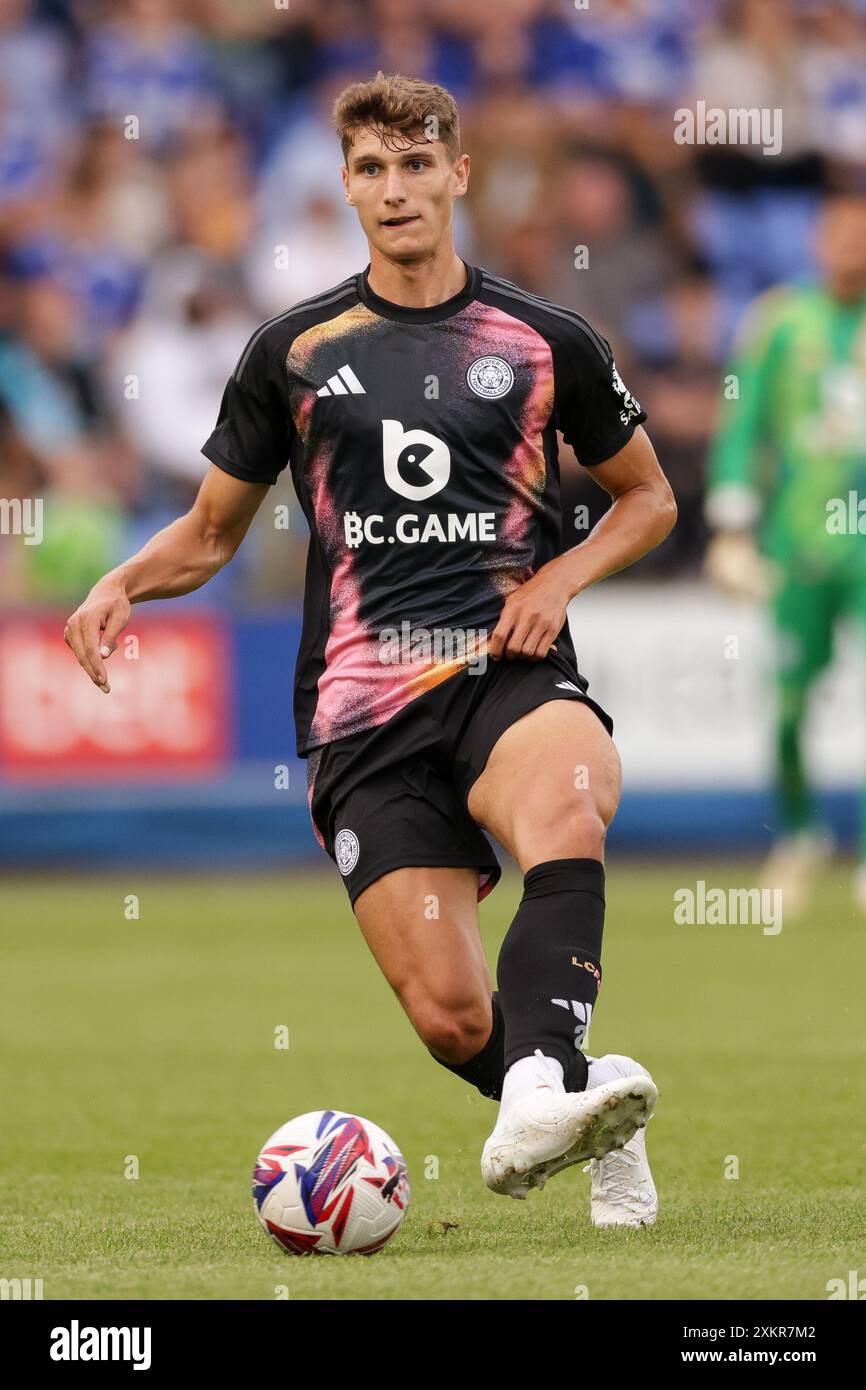 Leicester City's Ben Nelson during the pre-season friendly match at the Croud Meadow stadium ...