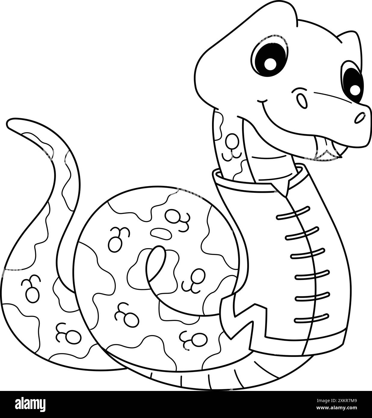 Year of the Snake Isolated Coloring Page for Kids Stock Vector Image ...