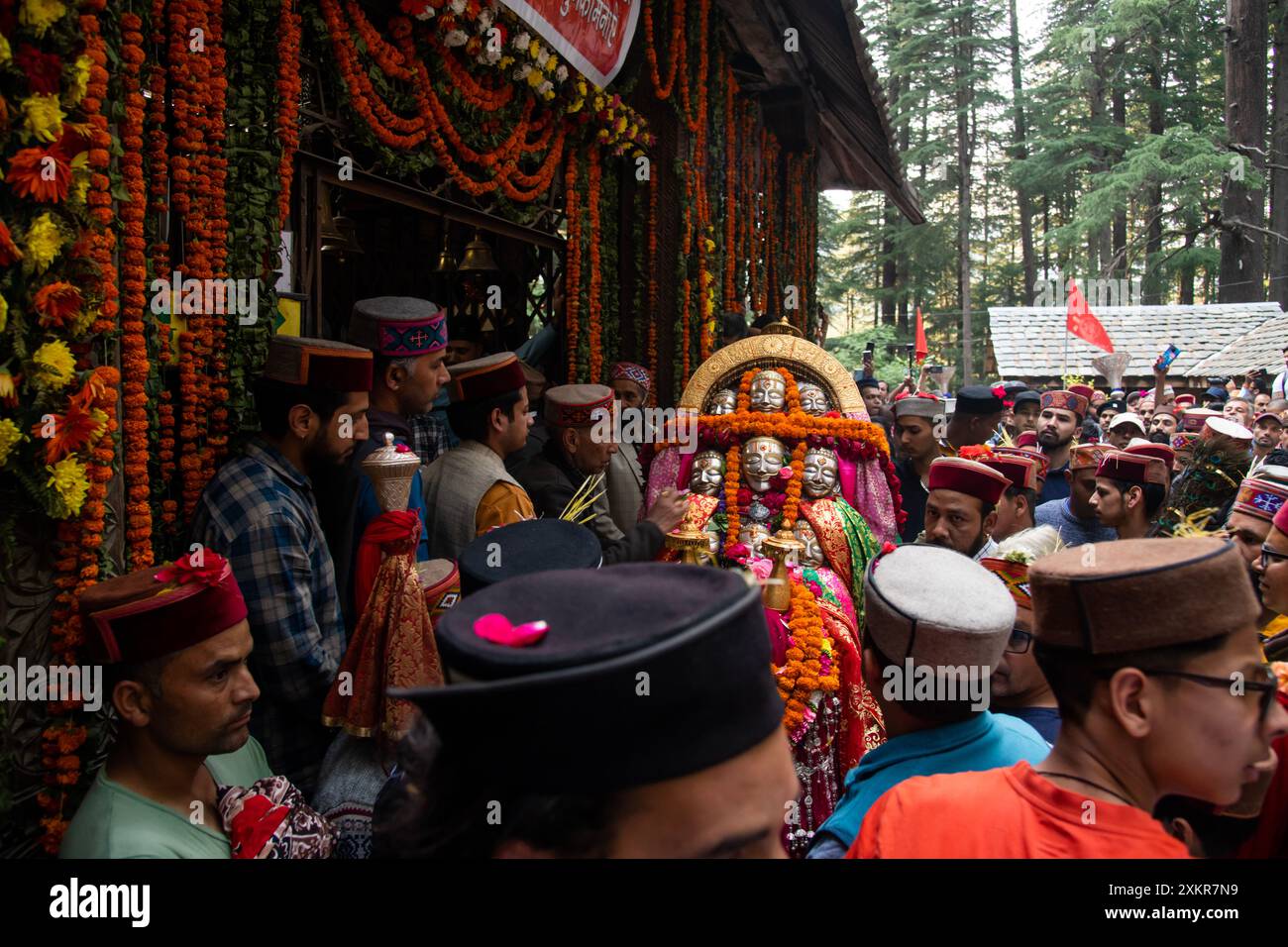 Procession of the Goddess Hadimba Devi festival at Dhungri forest ...