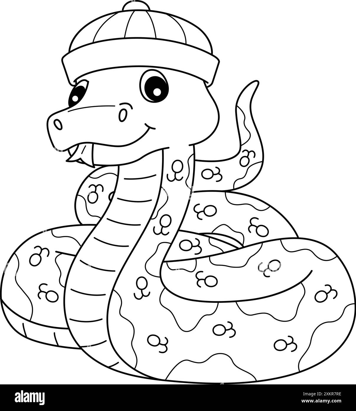 Year of the Snake Isolated Coloring Page for Kids Stock Vector Image ...