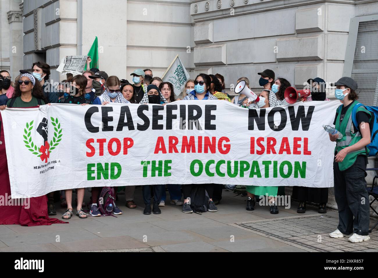 London, UK. 24 July, 2024. Workers For A Free Palestine stage a rally ...