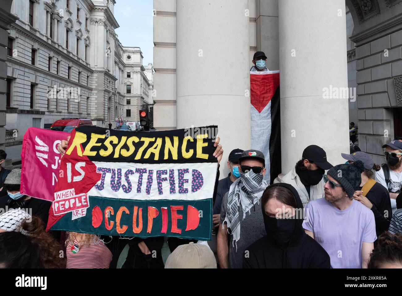 London, UK. 24 July, 2024. Workers For A Free Palestine stage a rally ...