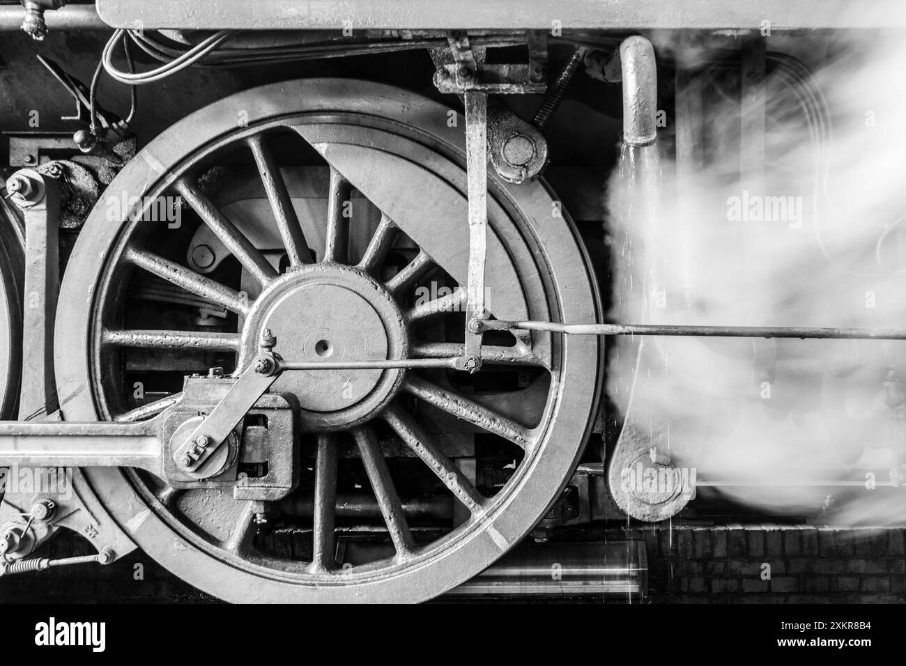 Steam locomotive in depot Black and White Stock Photos & Images - Alamy