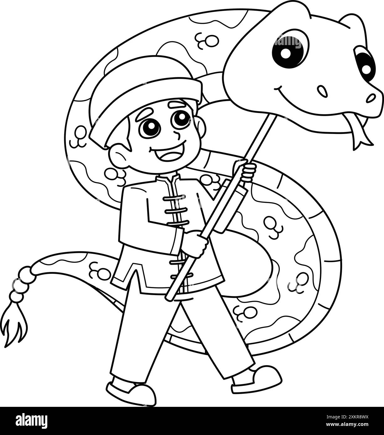 Year of the Snake Chinese Boy with Float Isolated Stock Vector Image ...