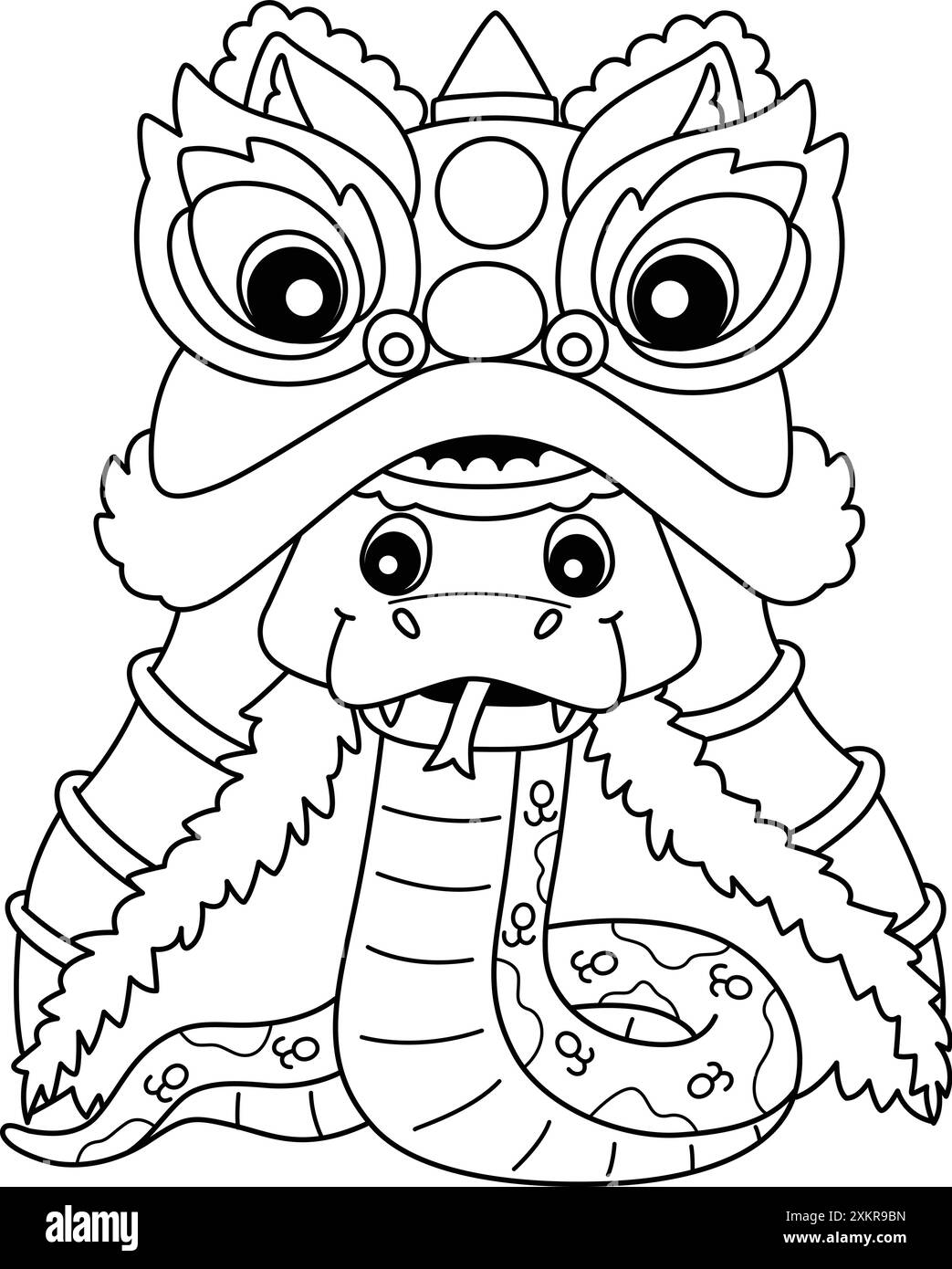 Year of the Snake with the Dragon Dance Isolated Stock Vector Image ...