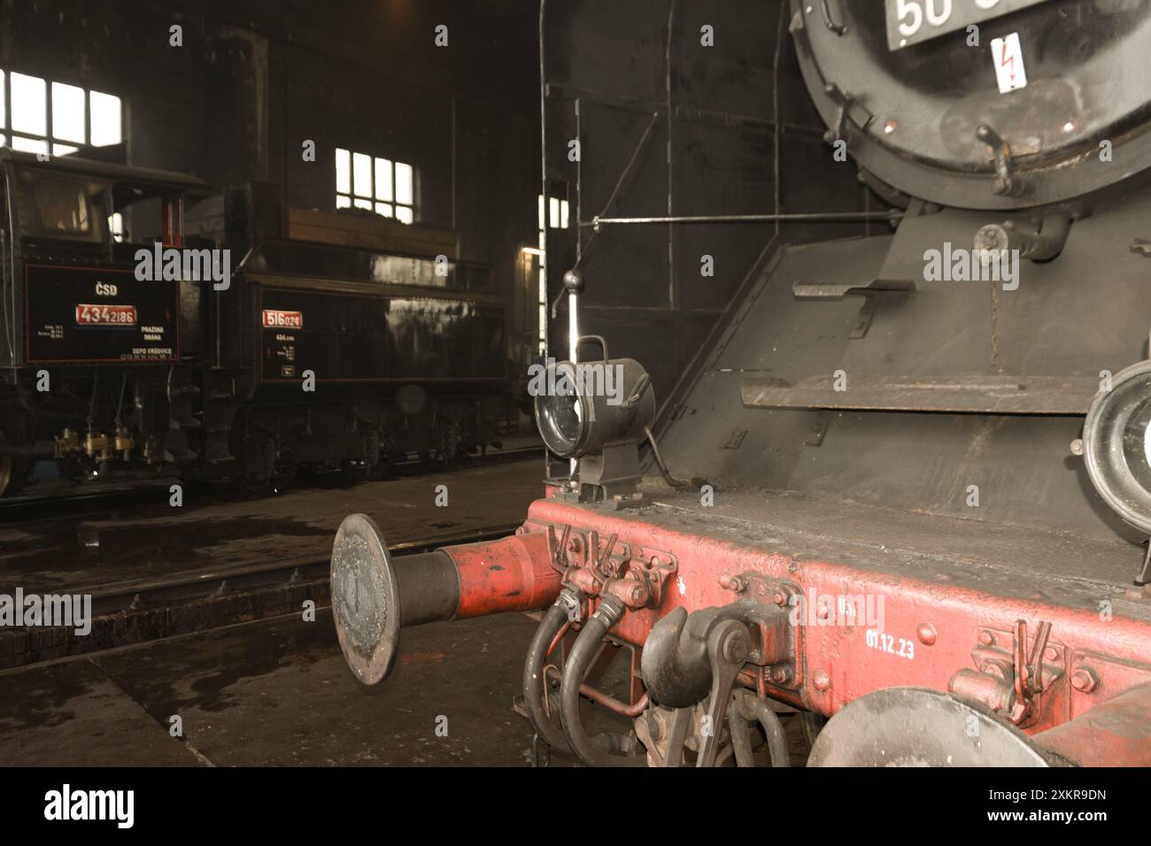 Old steam locomotive in a depot Stock Photo - Alamy